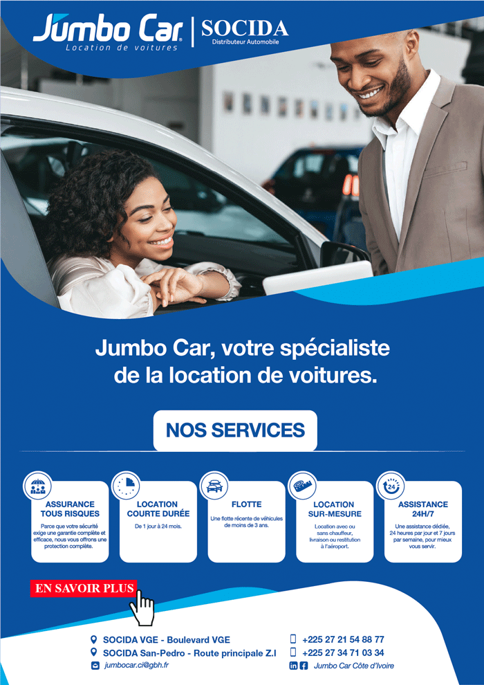 Louez vos véhicules chez Jumbo Car, le service de location de SOCIDA